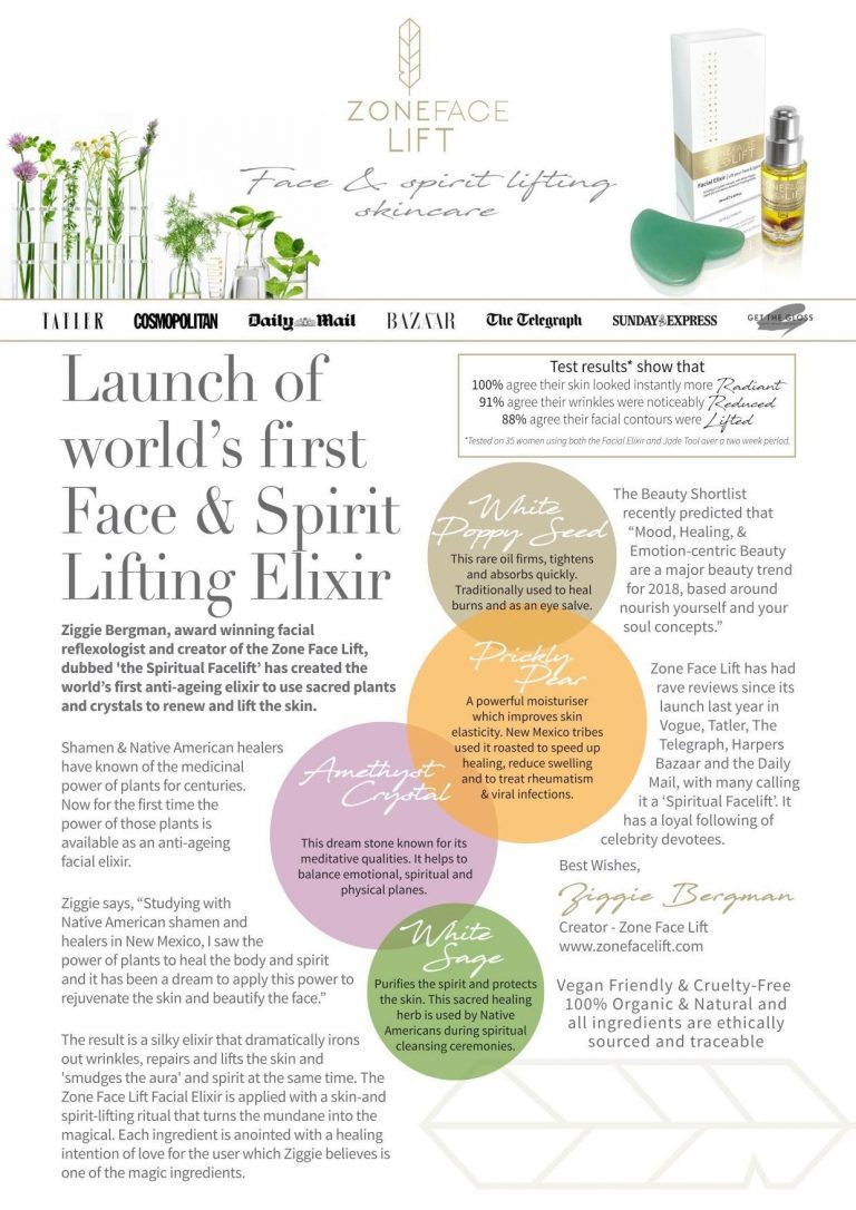 Zone Face Lift Facial Elixir by Ziggie Bergman - Bliss Therapies Dereham